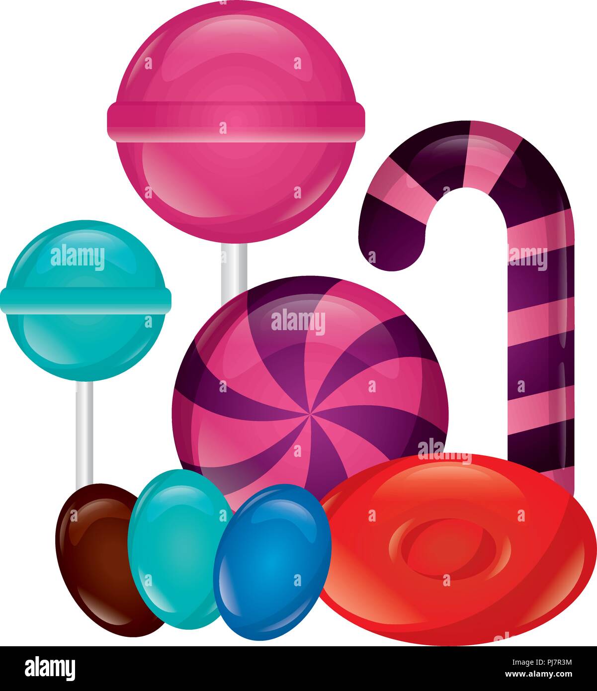sweet candies lollipops caramels gummy vector illustration Stock Vector ...