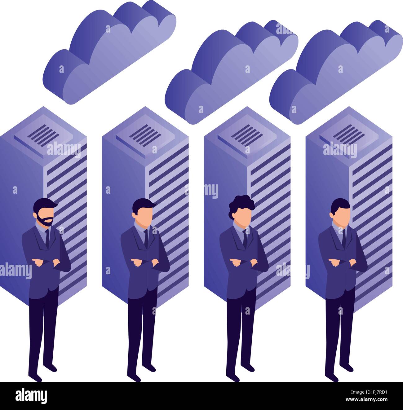 business men group team and database server cloud storage vector ...