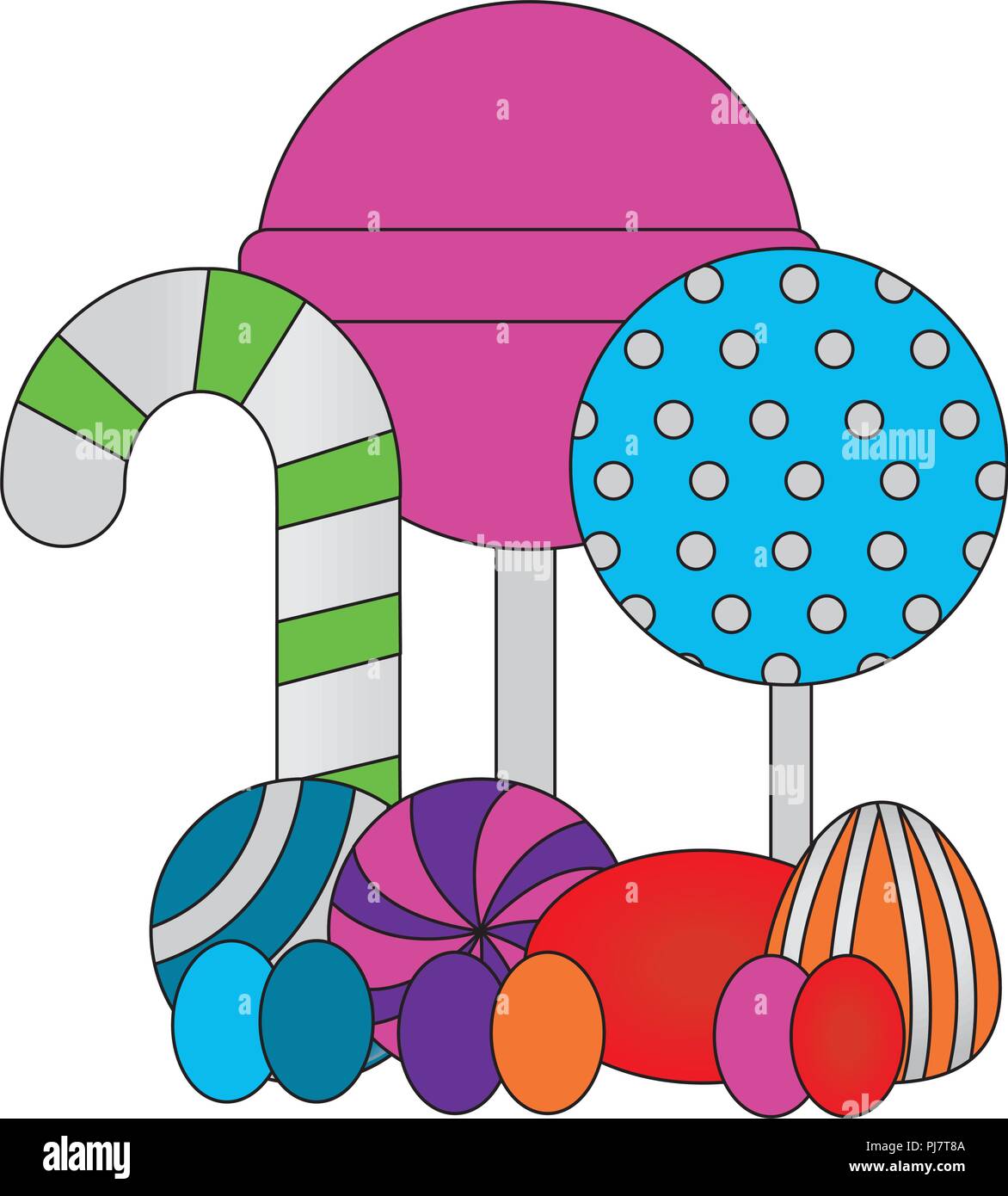 sweet candies lollipops caramels gummy vector illustration Stock Vector ...