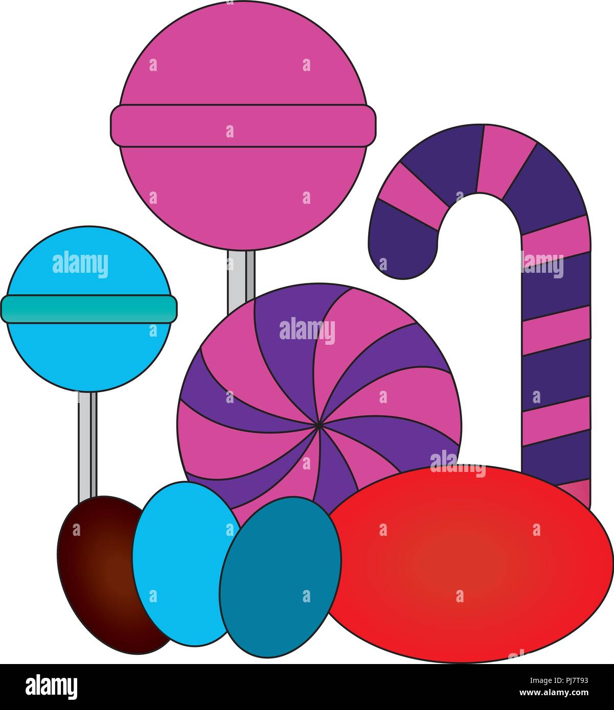 sweet candies lollipops caramels gummy vector illustration Stock Vector ...