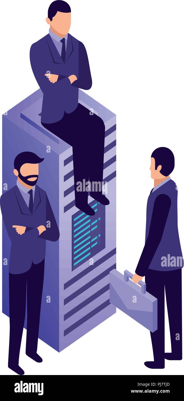 businessmen database server technology work business vector illustration Stock Vector Image ...