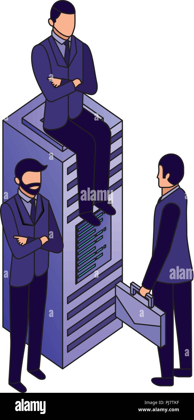 businessmen database server technology work business vector ...