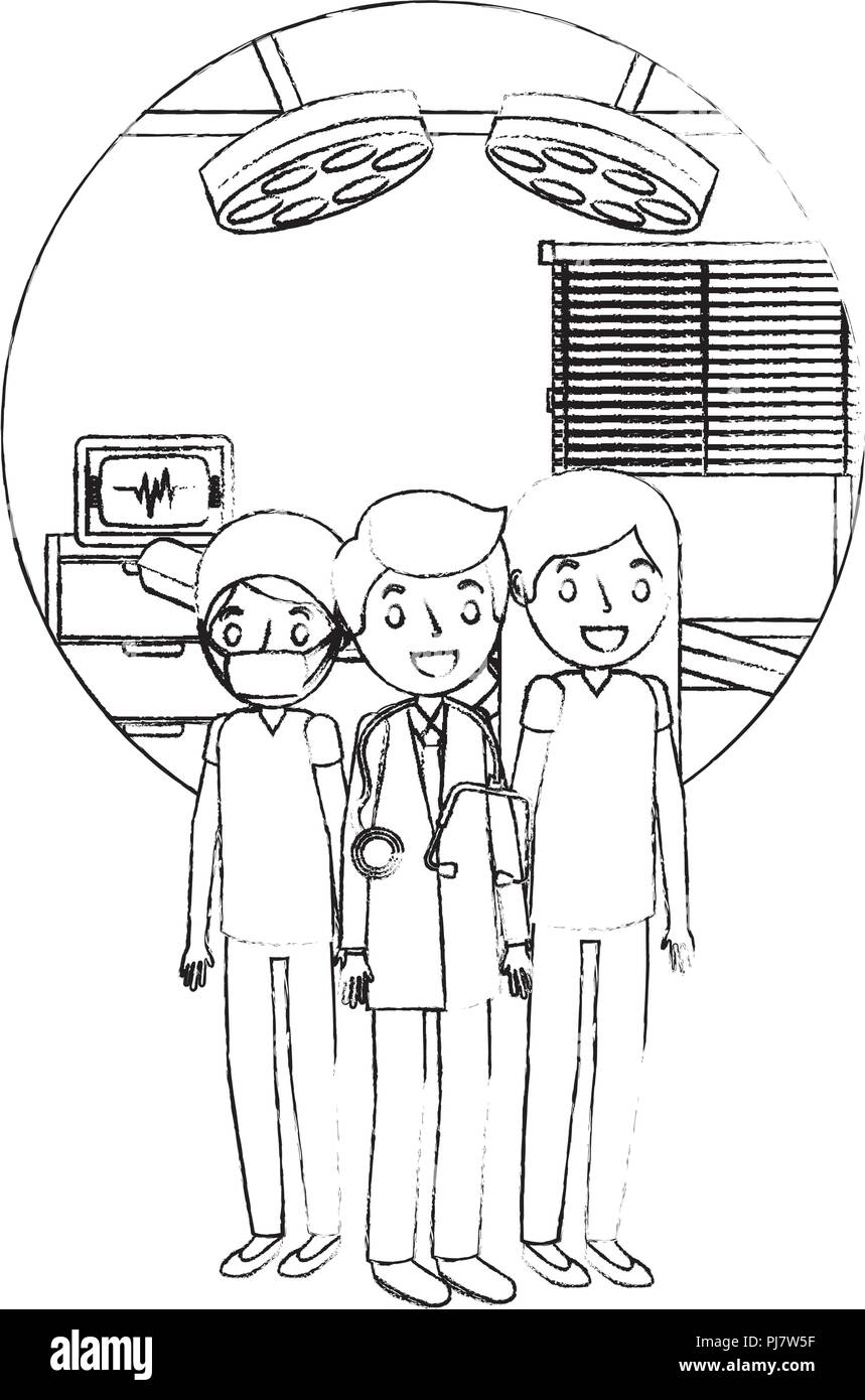 medical staff in operating theater character vector illustration design ...