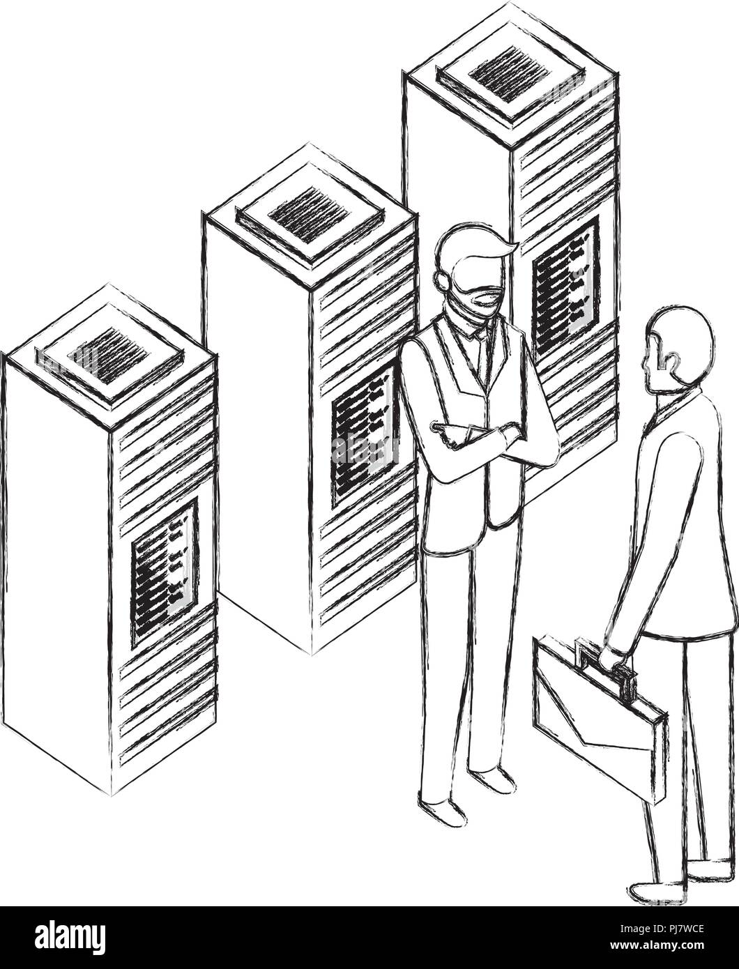 businessmen with server data center isometric vector illustration design Stock Vector Image ...