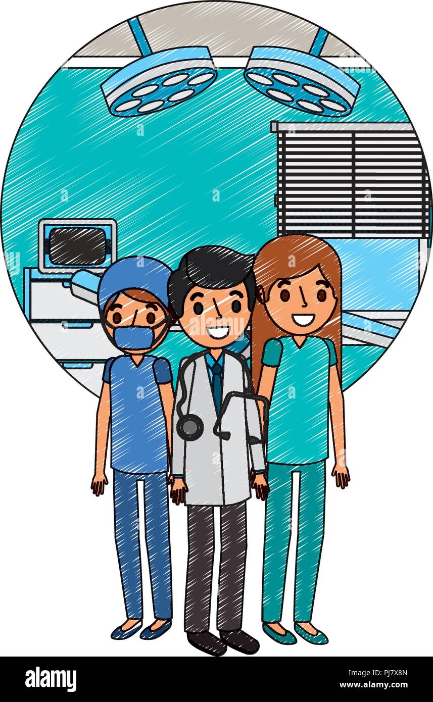 medical staff in operating theater character vector illustration design ...