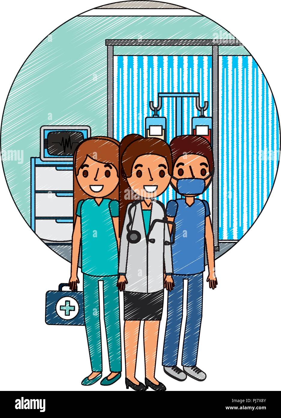 medical staff in doctor office character vector illustration design ...