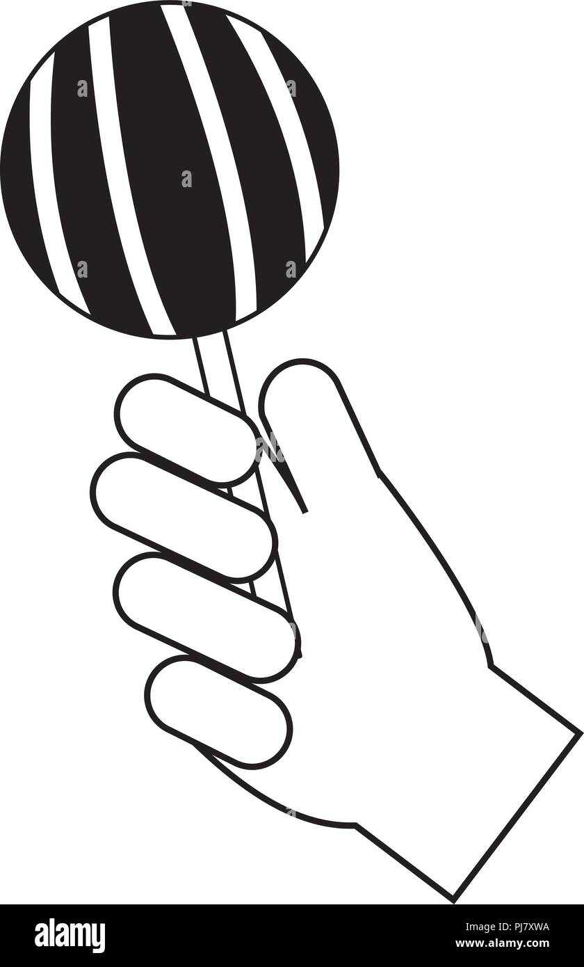 hand holding sweet lollipop delicious vector illustration Stock Vector ...