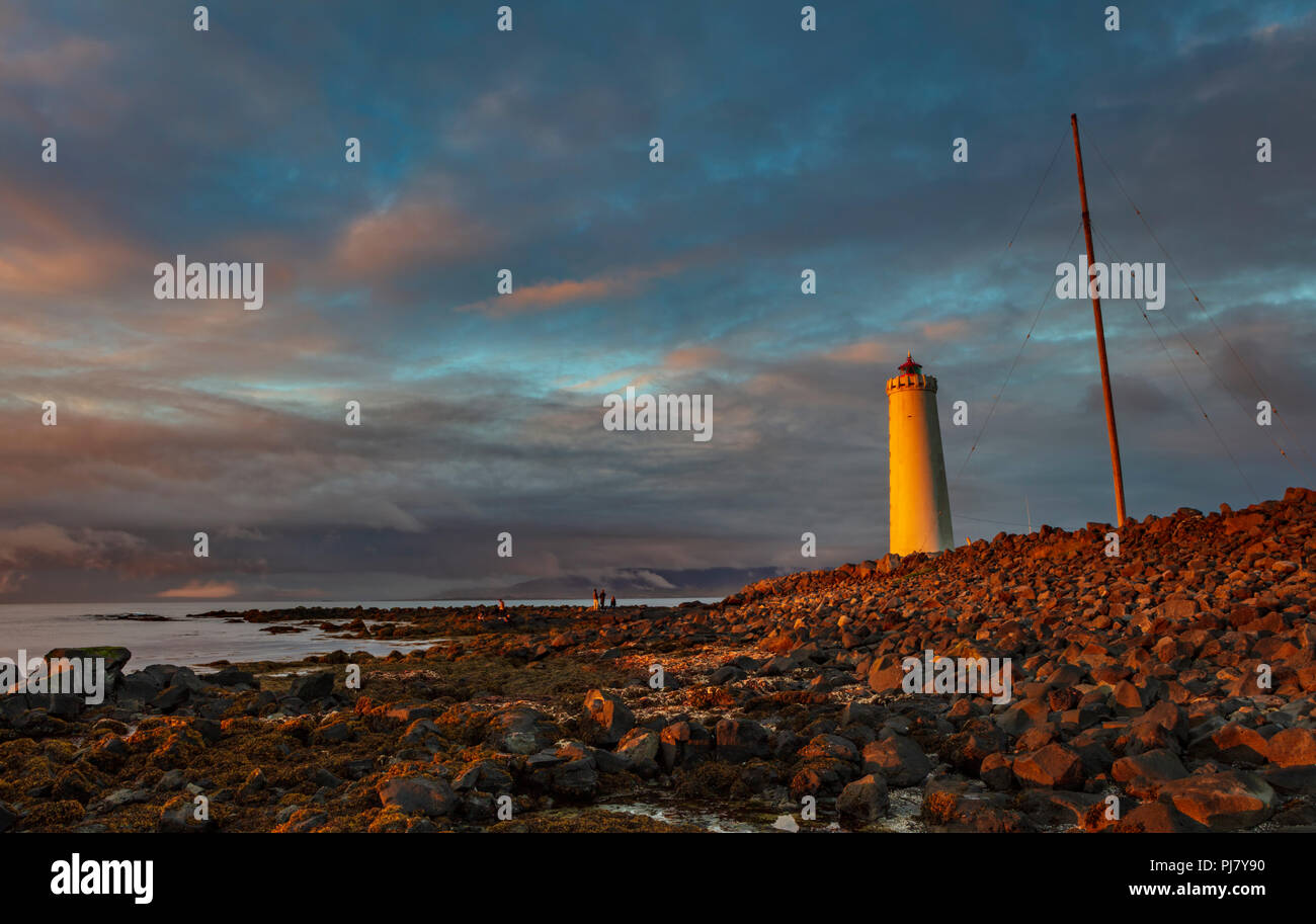 Grotta Island Lighthouse, located off the Atlantic Ocean coast near the ...