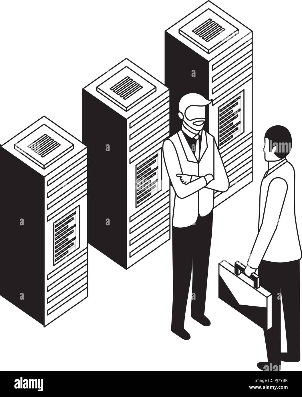 businessmen with data server center technology vector illustration Stock Vector Image & Art - Alamy