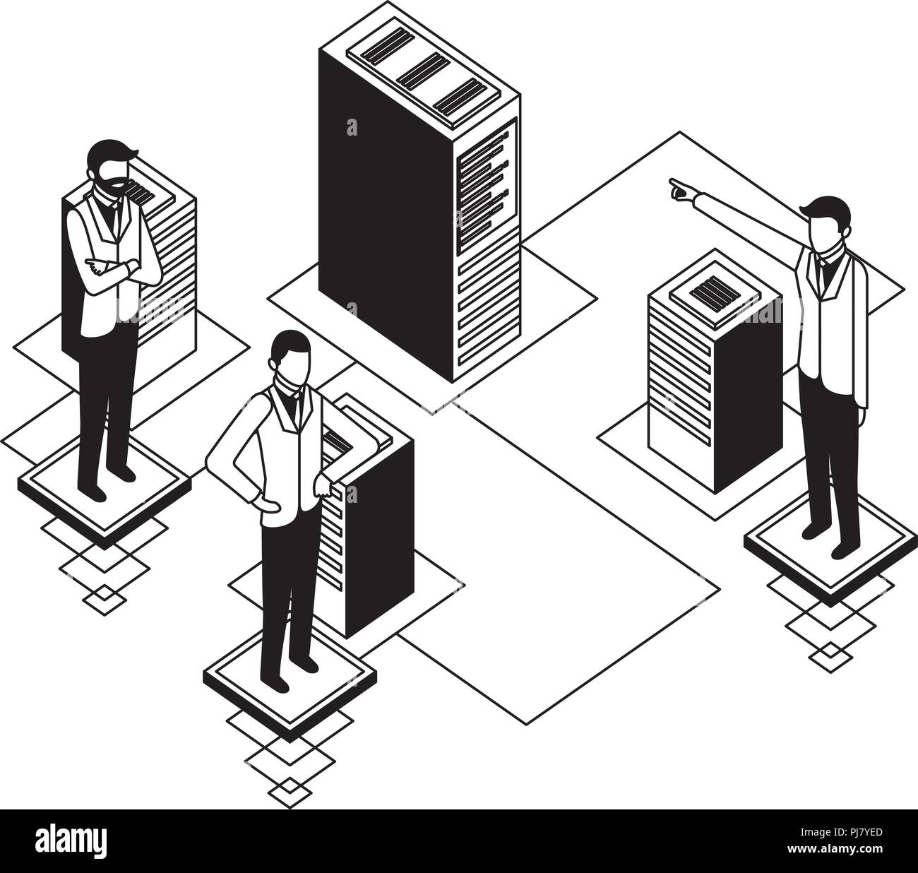 businessmen network connection database server vector illustration Stock Vector Image & Art - Alamy