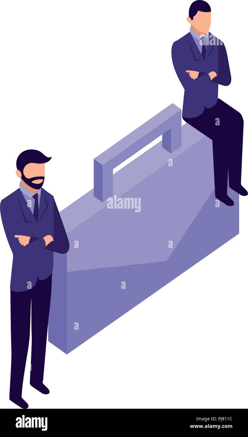 elegant businessmen with portfolio character icon vector illustration ...