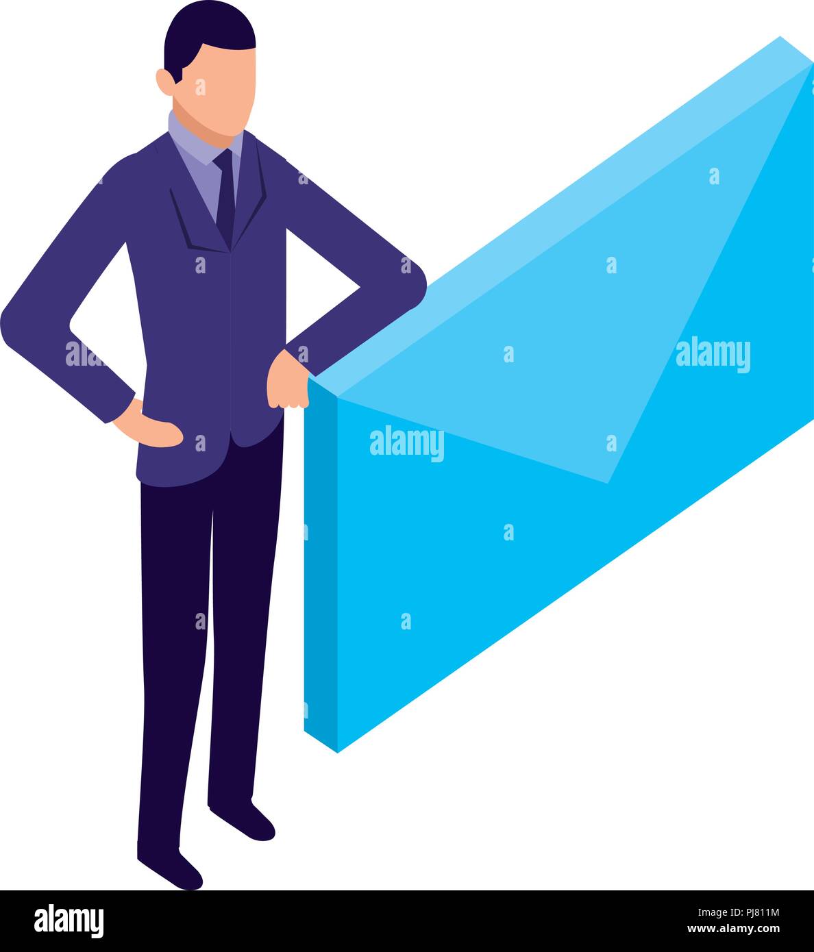 elegant businessman with envelope character icon vector illustration ...