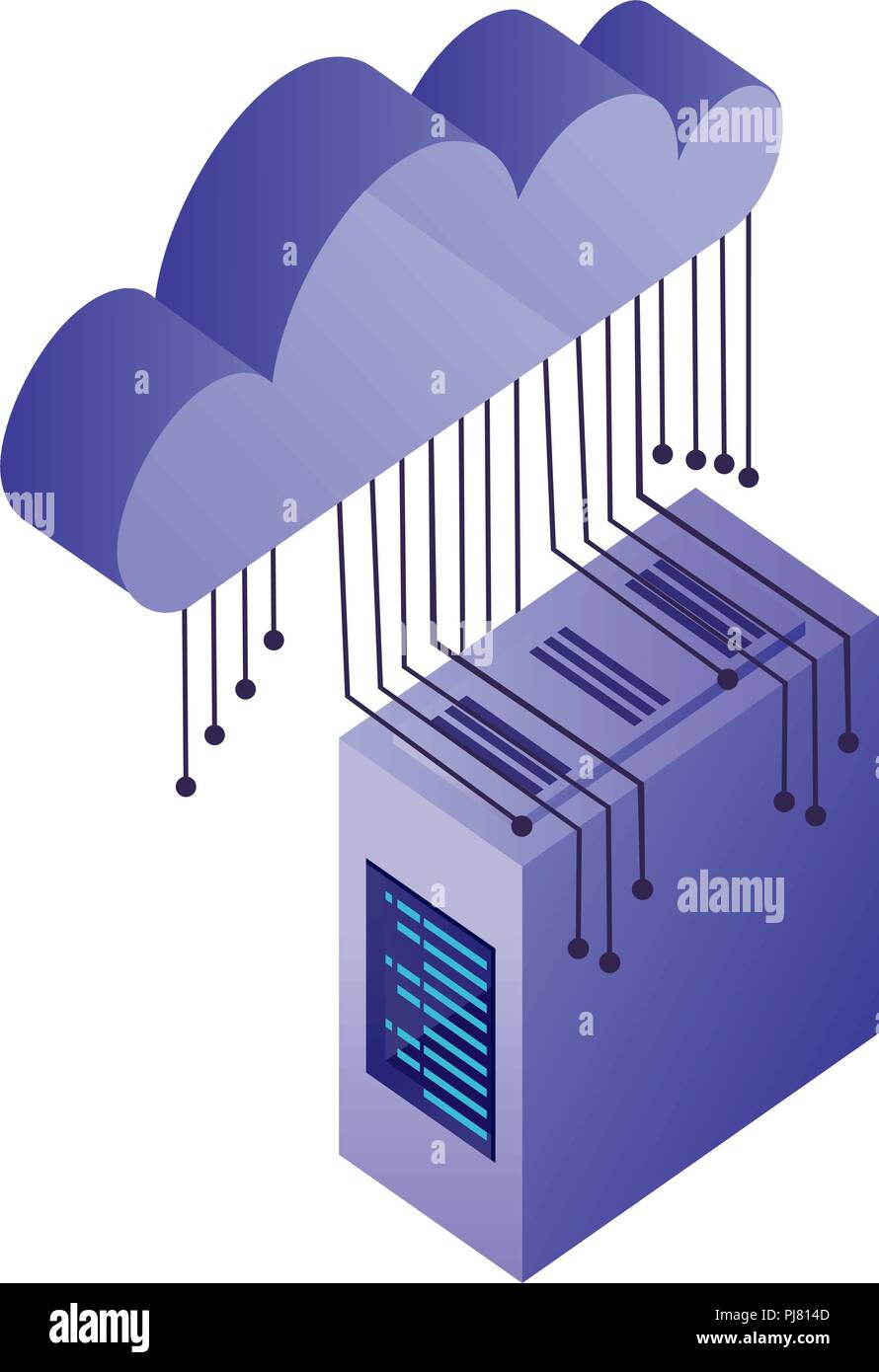 Server Data Center With Cloud Computing And Electronic Circuit Vector Illustration Design Stock