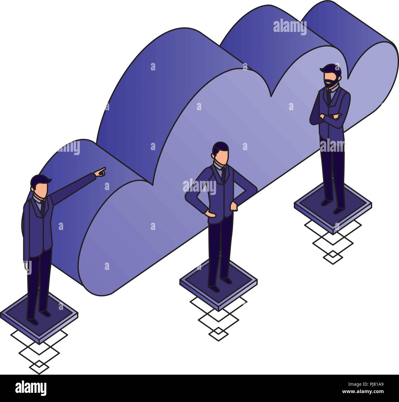 cloud computing with businessmen character vector illustration design ...