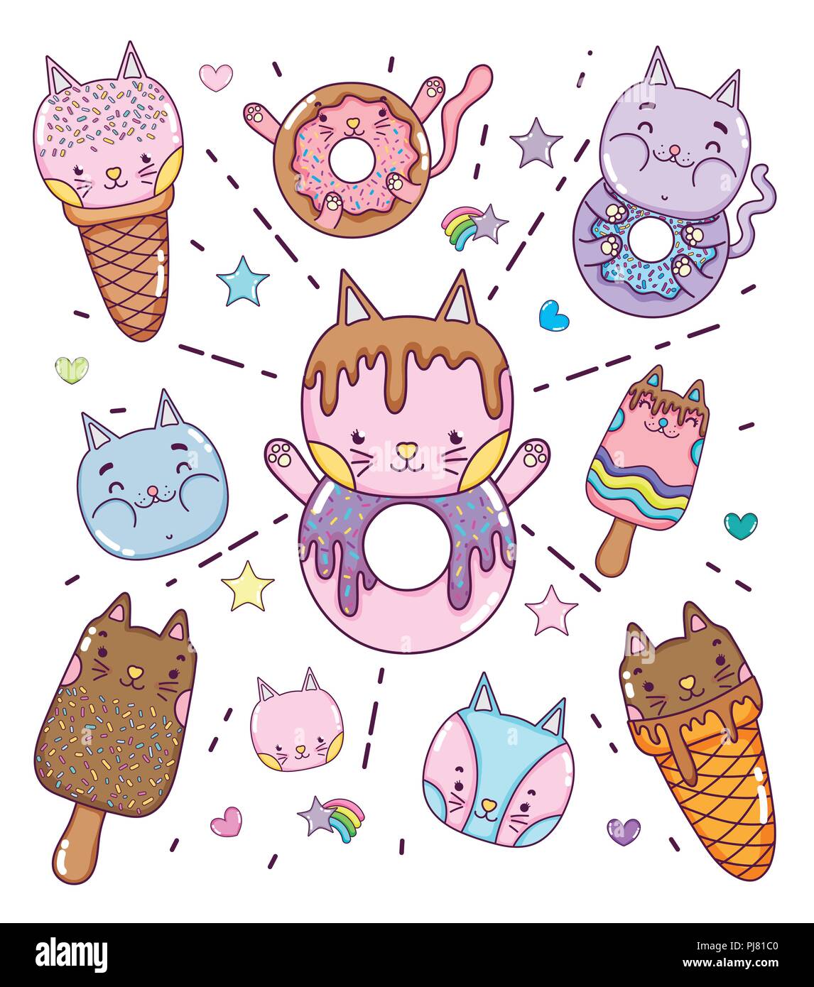 Cute desserts and icecreams cartoons Stock Vector Image & Art - Alamy