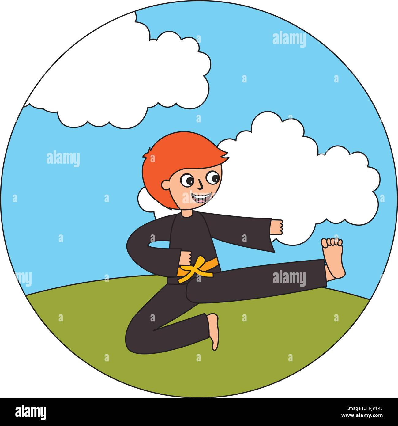 young boy practicing karate vector illustration design Stock Vector ...