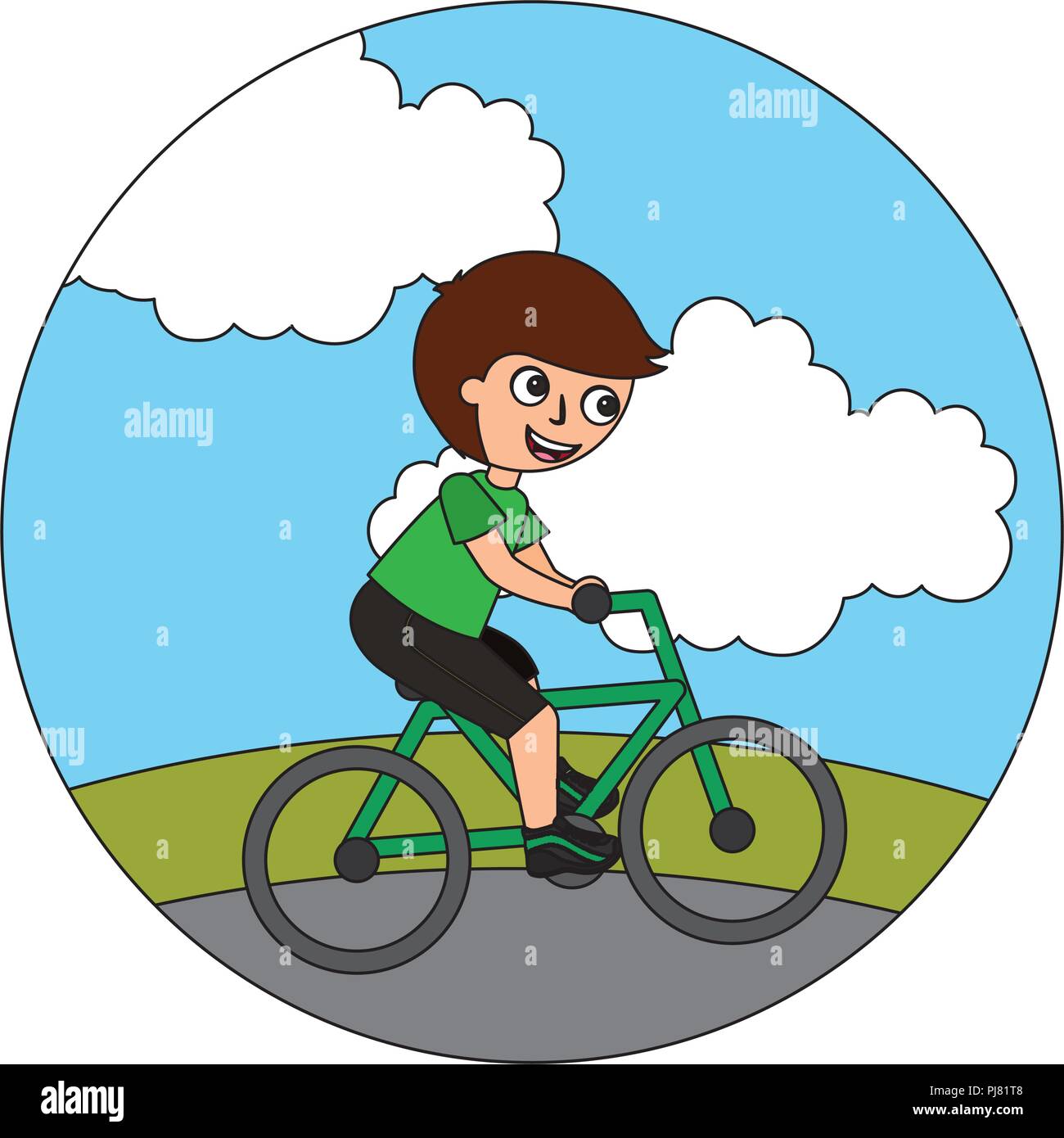 young boy in bicycle isolated icon vector illustration design Stock ...