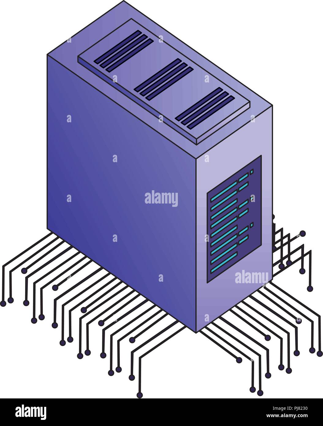 server data center with electronic circuit isometric icon vector ...