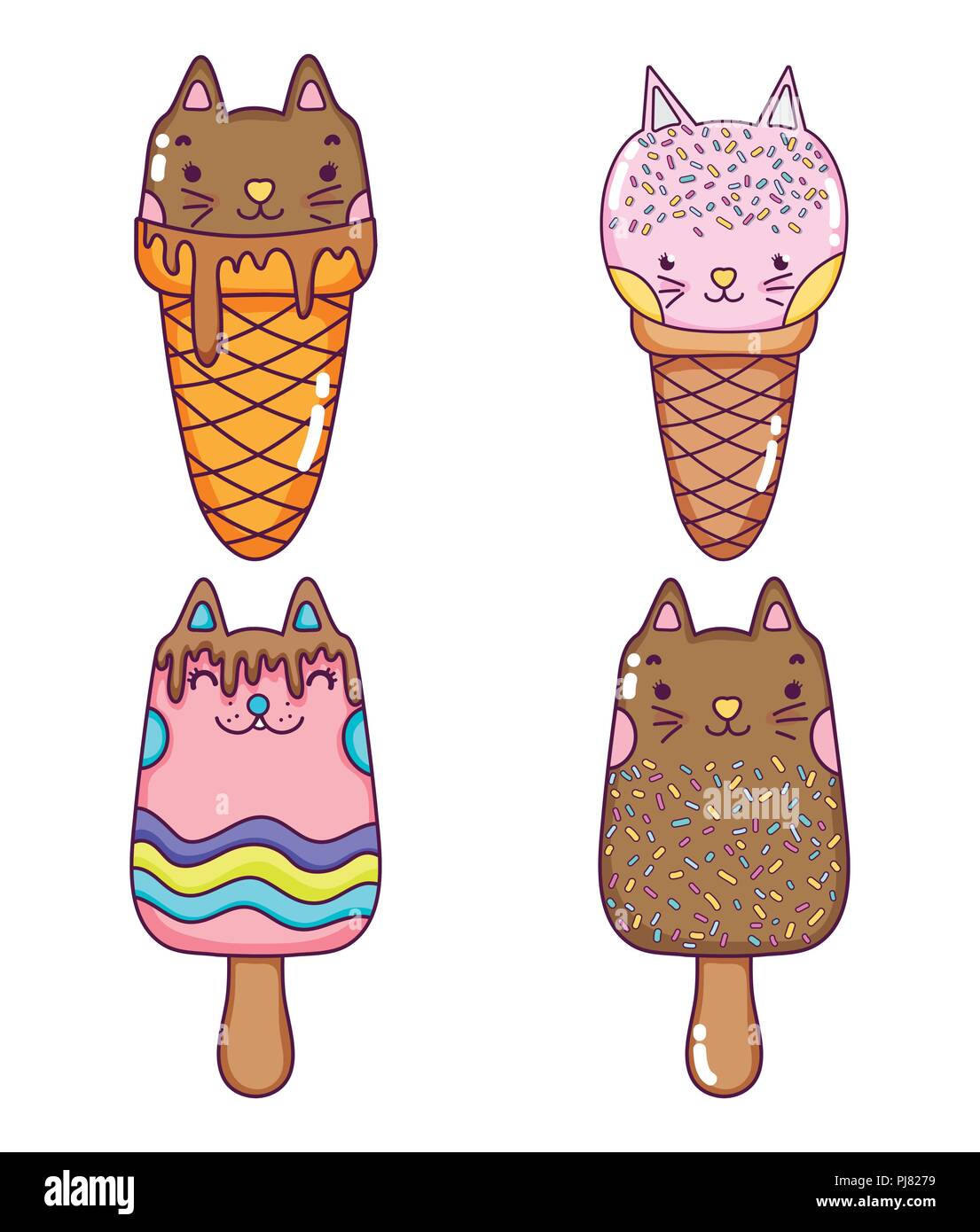 Set of cute icecreams Stock Vector Image & Art - Alamy