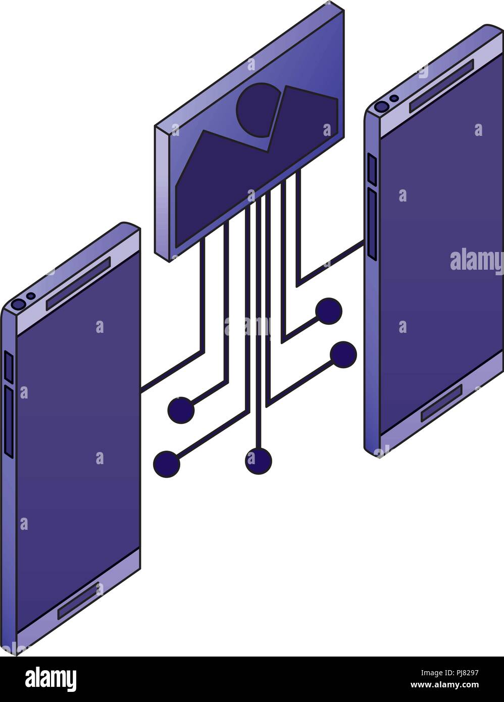 smartphones devices with circuit electronic and image format vector ...