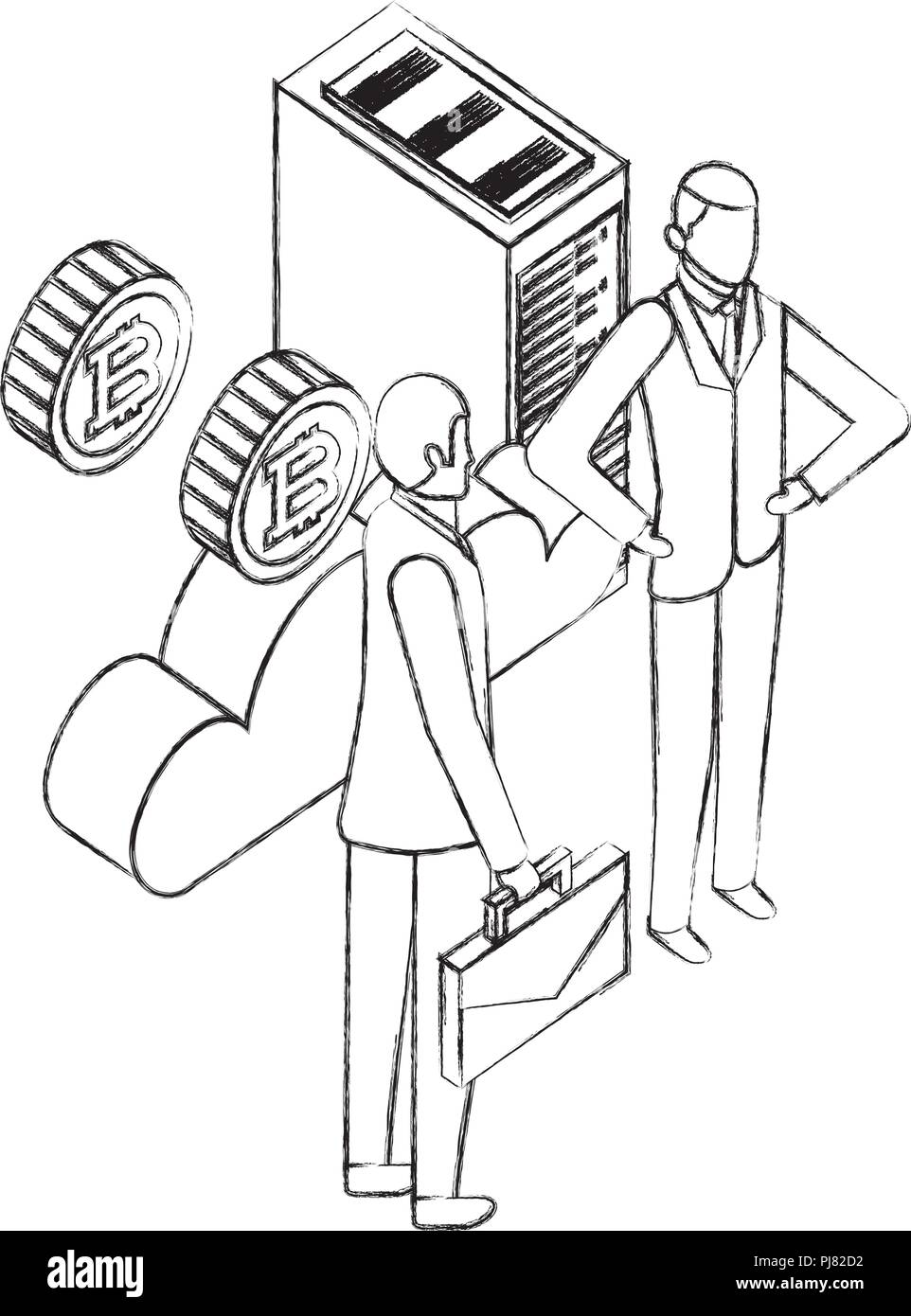 businessmen database server cloud storage bitcoin network vector ...