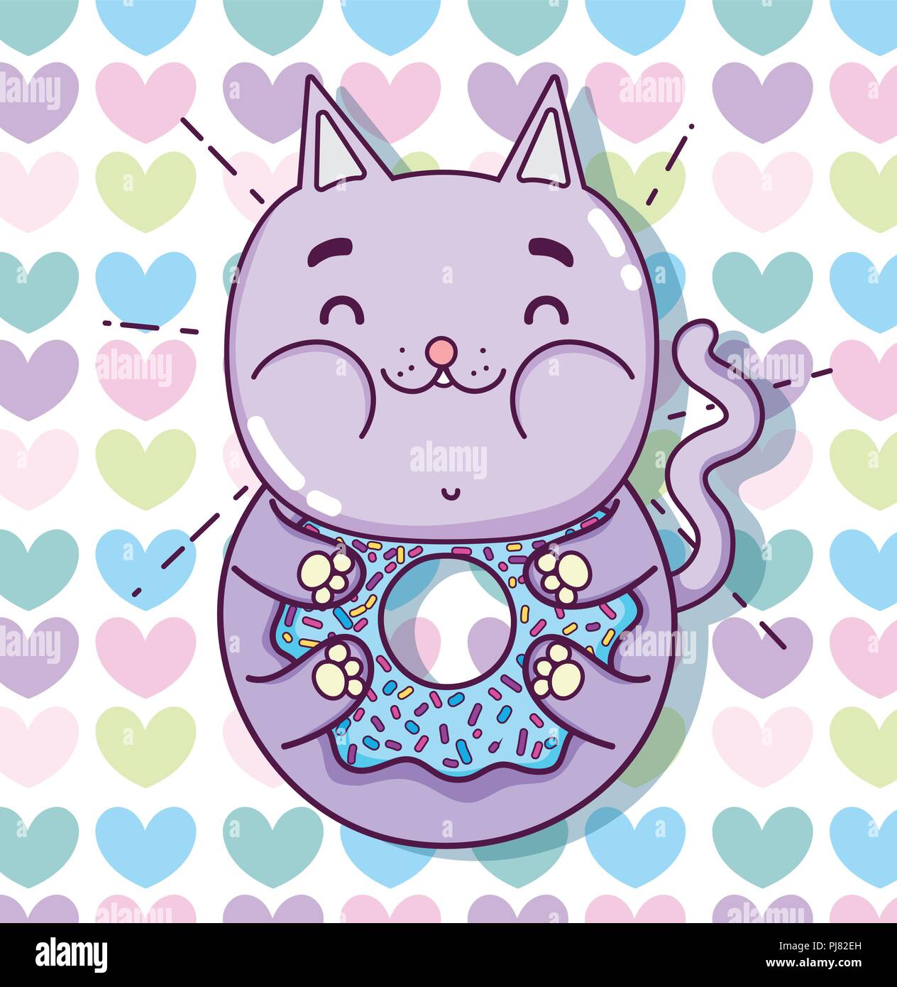 Cute cartoon donut cat Stock Vector Images - Alamy