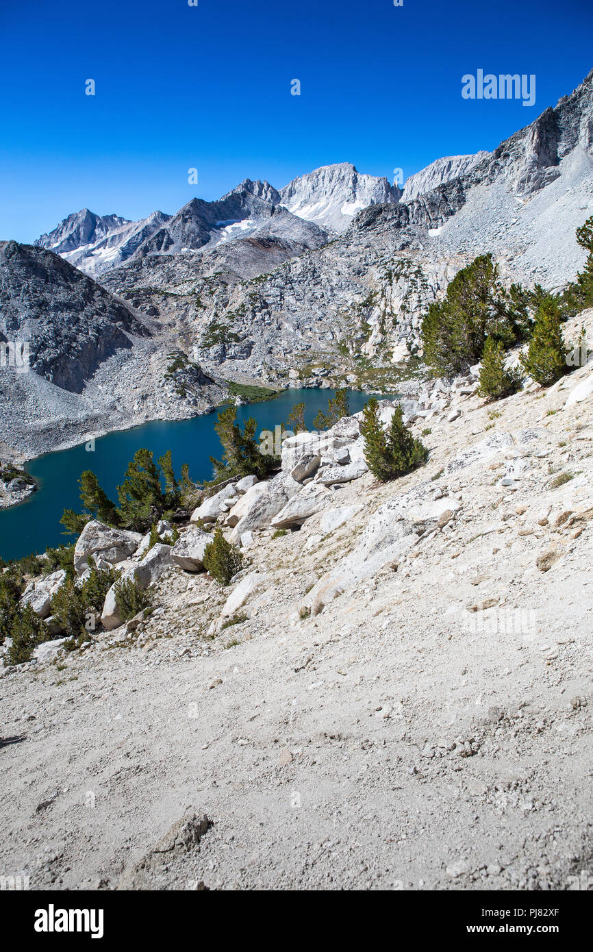 A view of Ruby Lake from above on the Mono Pass trail in the Eastern ...