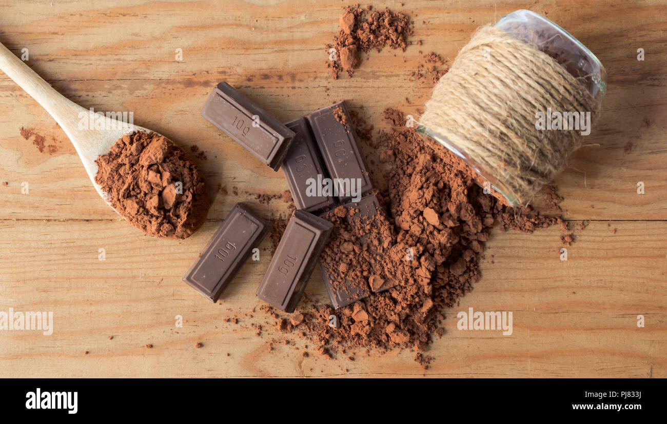Ounces of chocolate and pure cocoa powder from above Stock Photo - Alamy