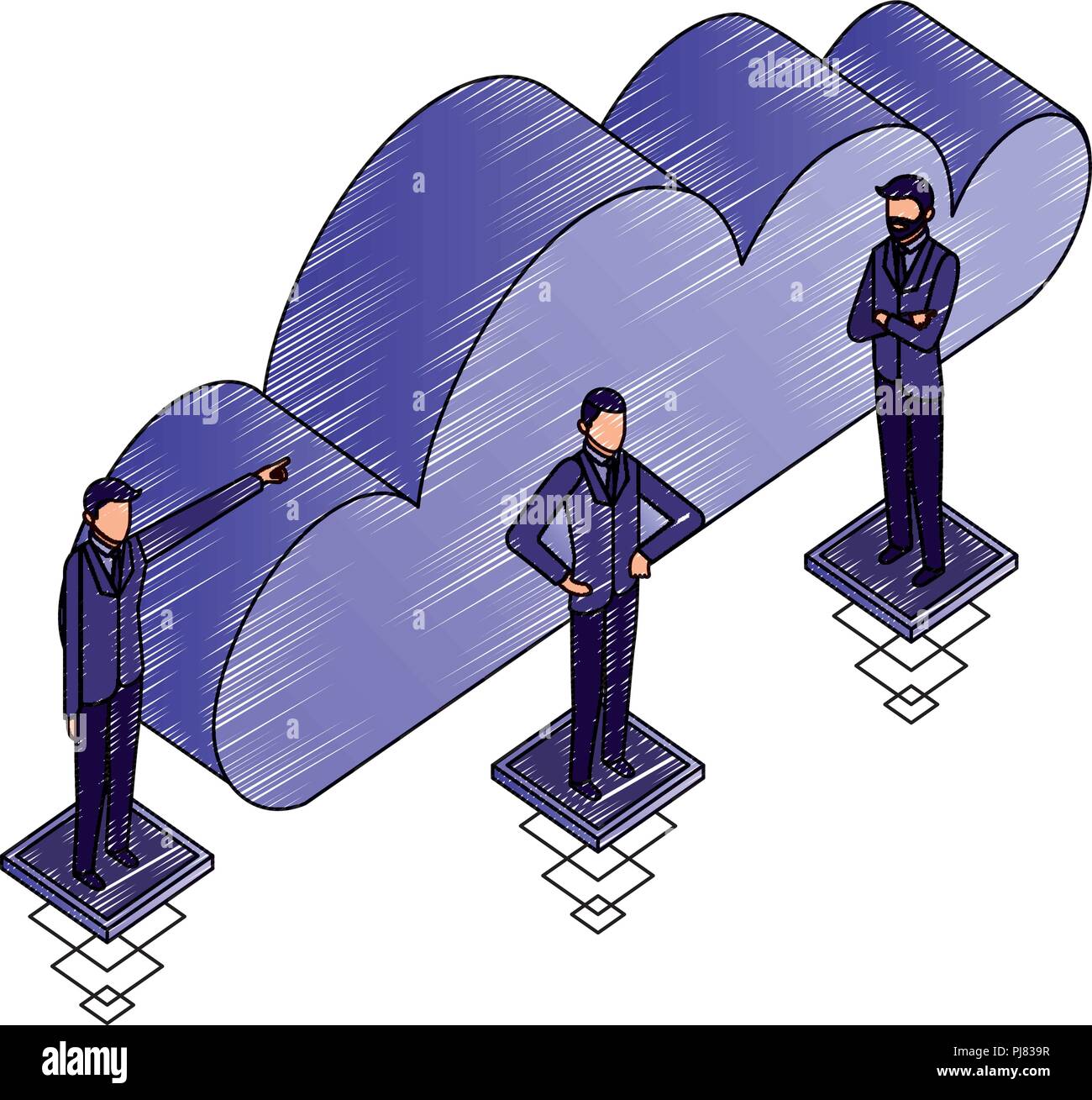 businessmen standing with cloud computing storage vector illustration Stock Vector Image & Art ...