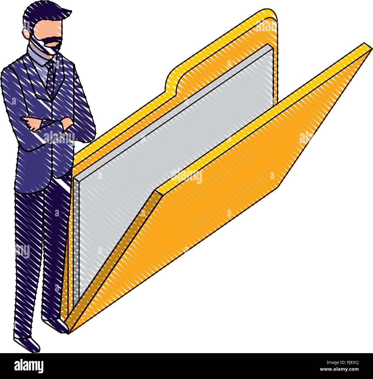 Businessman database server folder Cut Out Stock Images & Pictures - Alamy