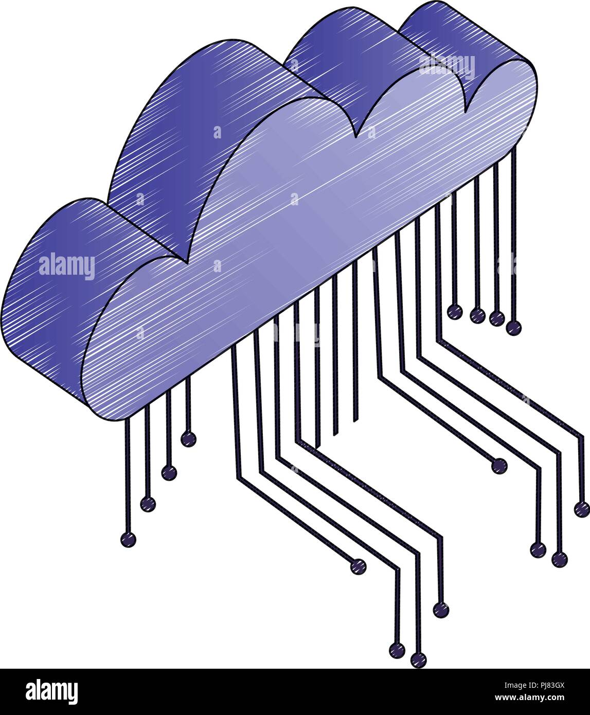 cloud computing storage circuit digital vector illustration Stock ...