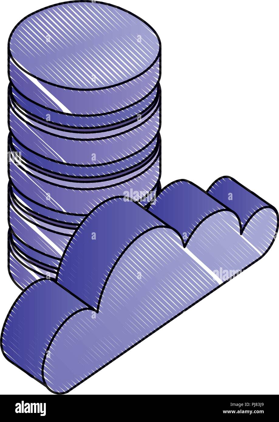 Cloud Computing Storage Database Digital Network Vector Illustration