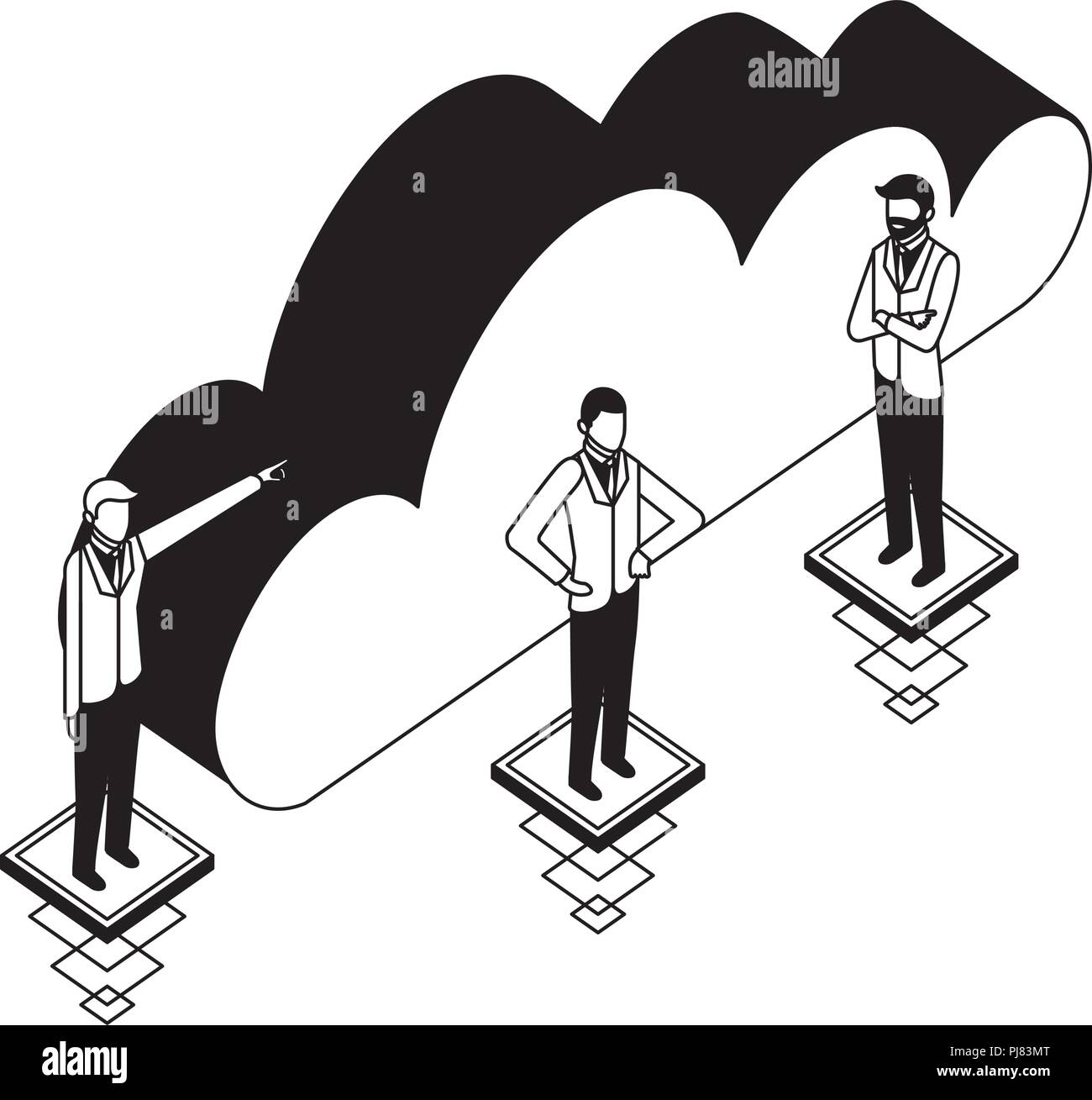 cloud computing with businessmen character vector illustration design ...