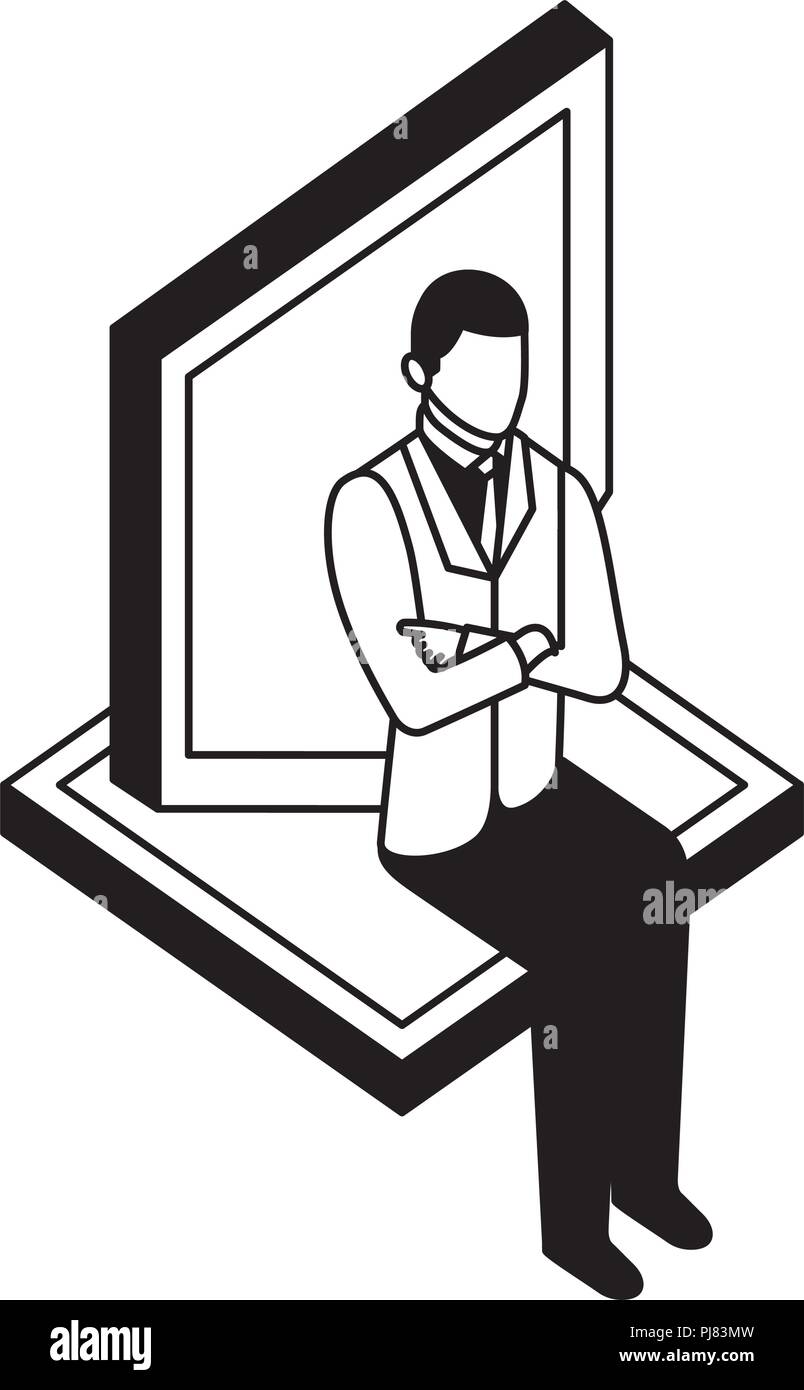 elegant businessman sitting character icon vector illustration design ...
