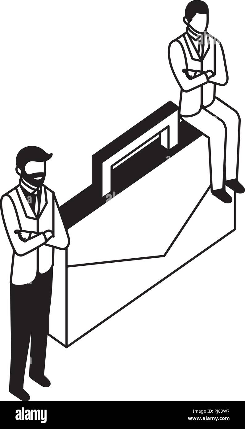 elegant businessmen with portfolio character icon vector illustration ...