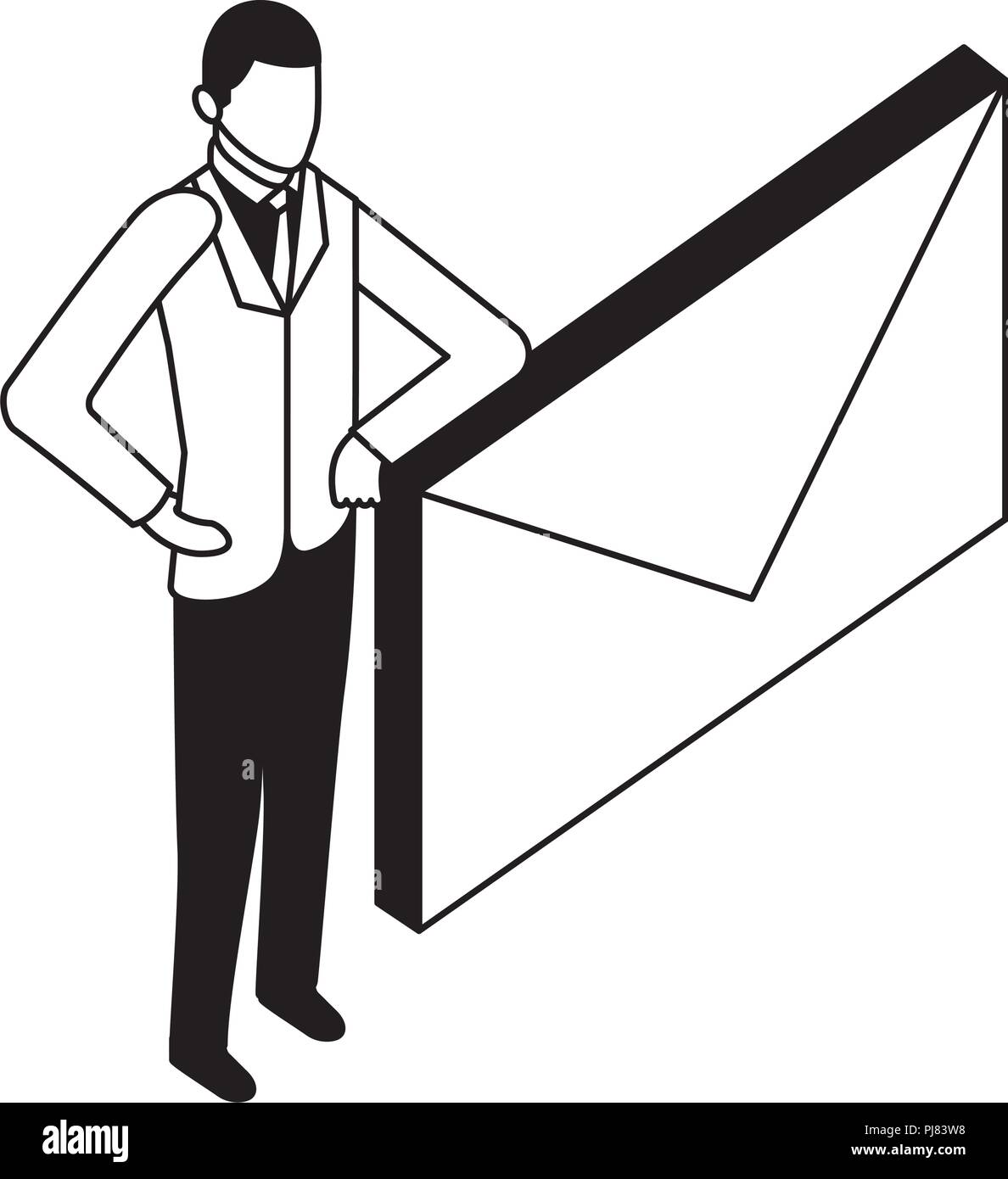 elegant businessman with envelope character icon vector illustration ...