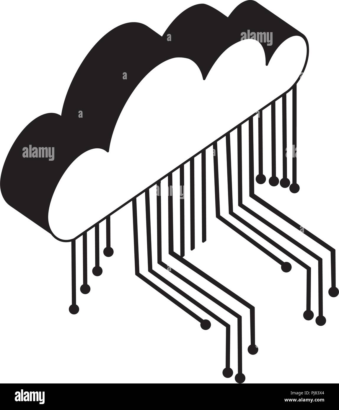cloud computing with electronic circuit isometric icon vector ...