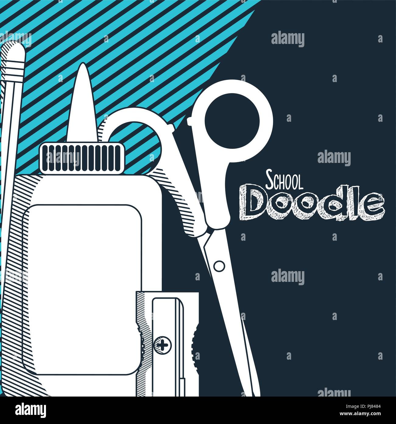 School object doodles classroom supplies Stock Vector Images - Alamy