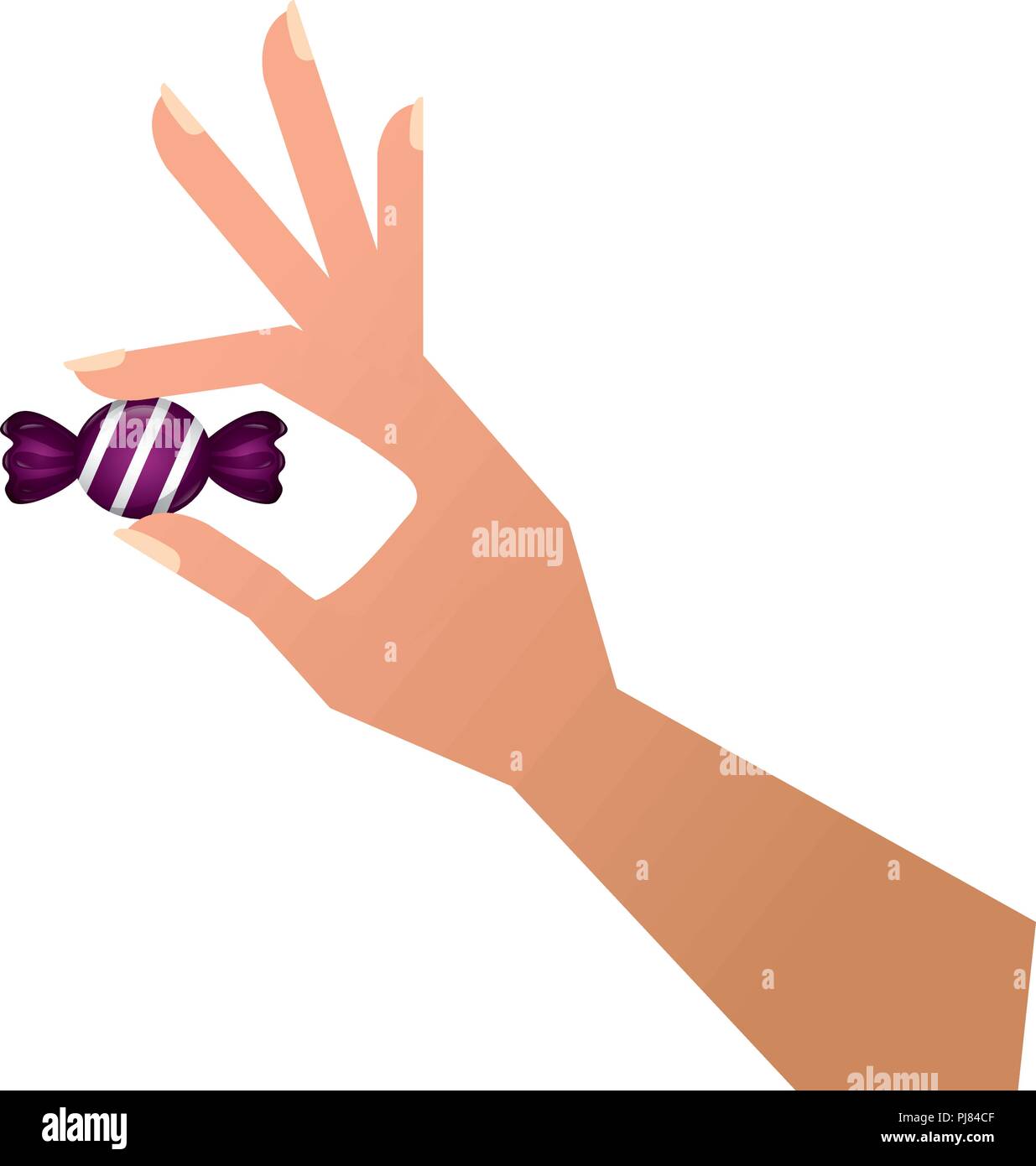 hand holding wrapped sweet candy vector illustration Stock Vector Image ...