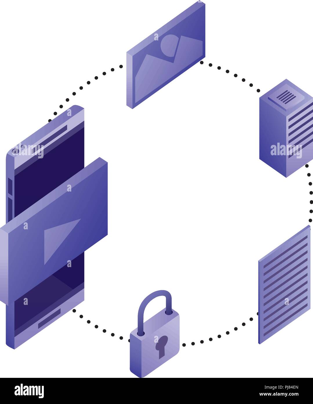 smartphone data network connection security server vector illustration ...