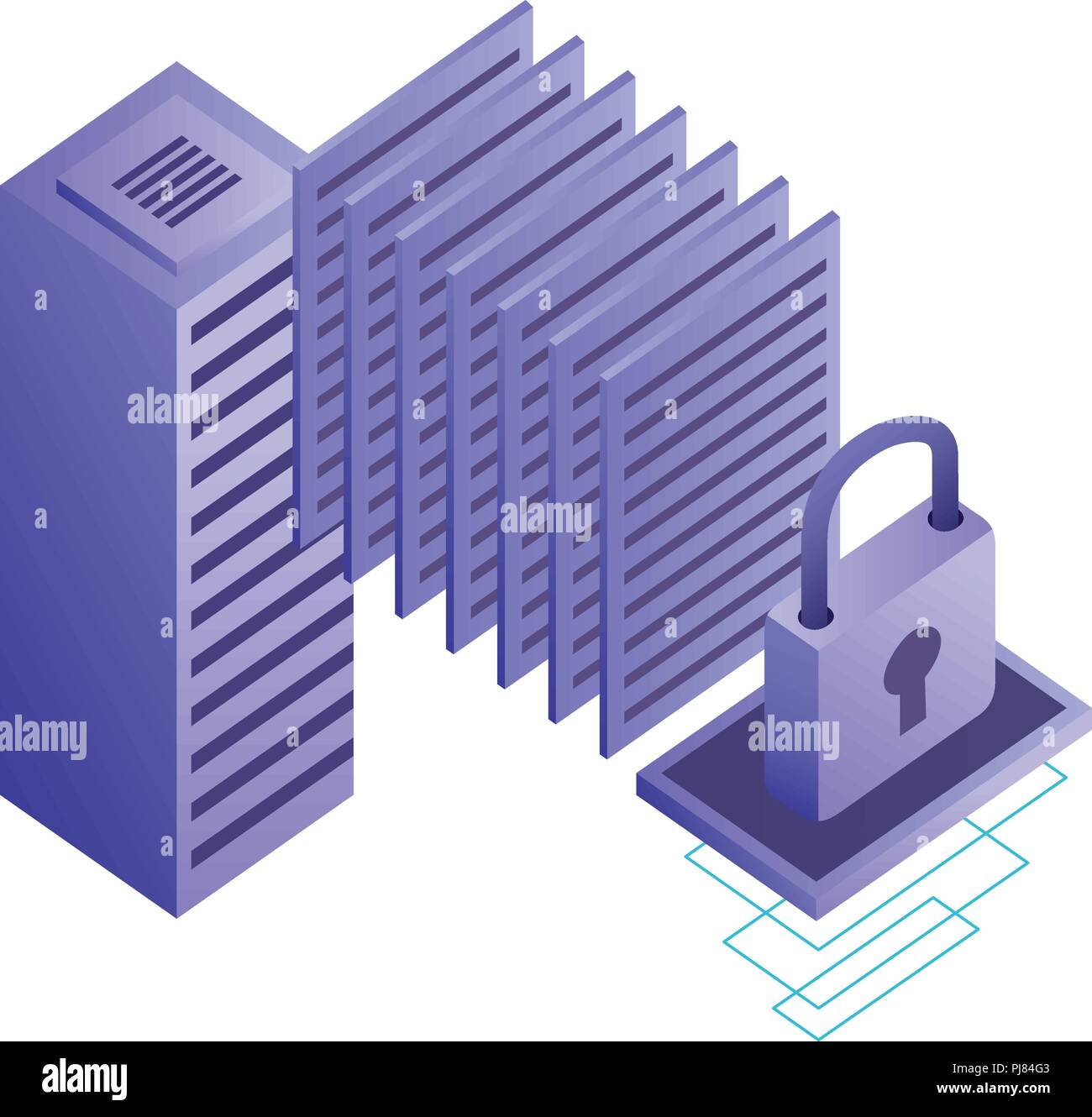 Database Server Center Security Data Network Vector Illustration Stock