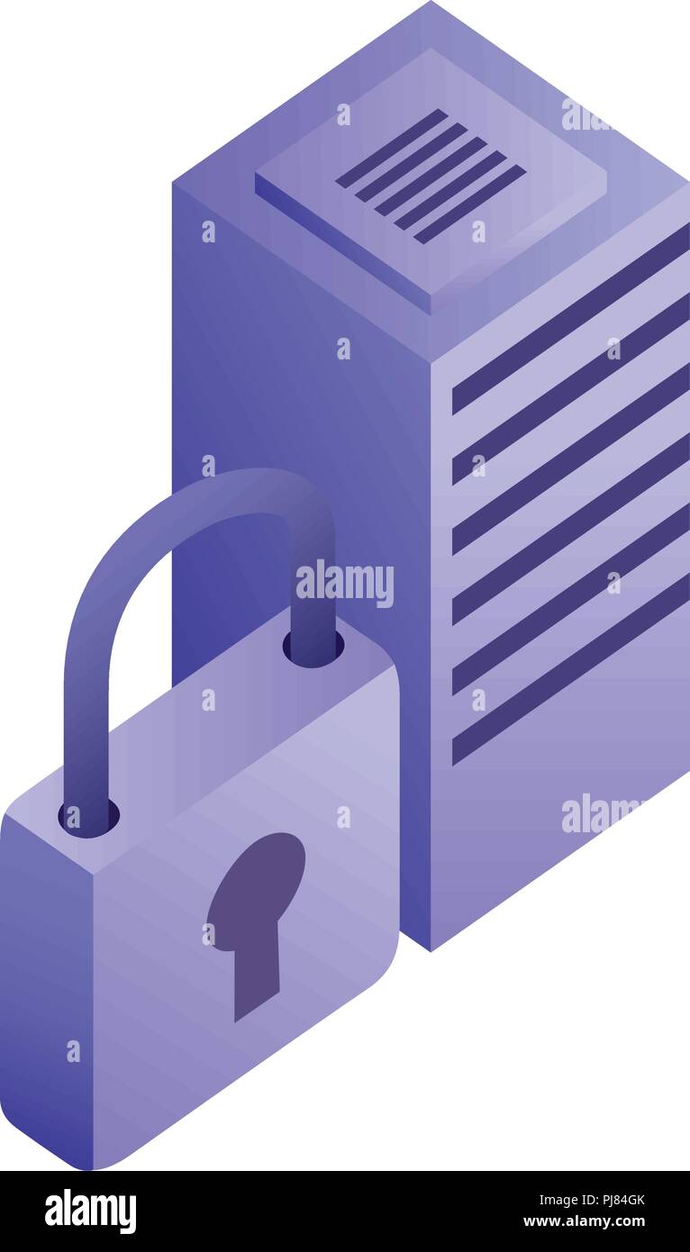 Database Server Center Security Protection Network Vector Illustration