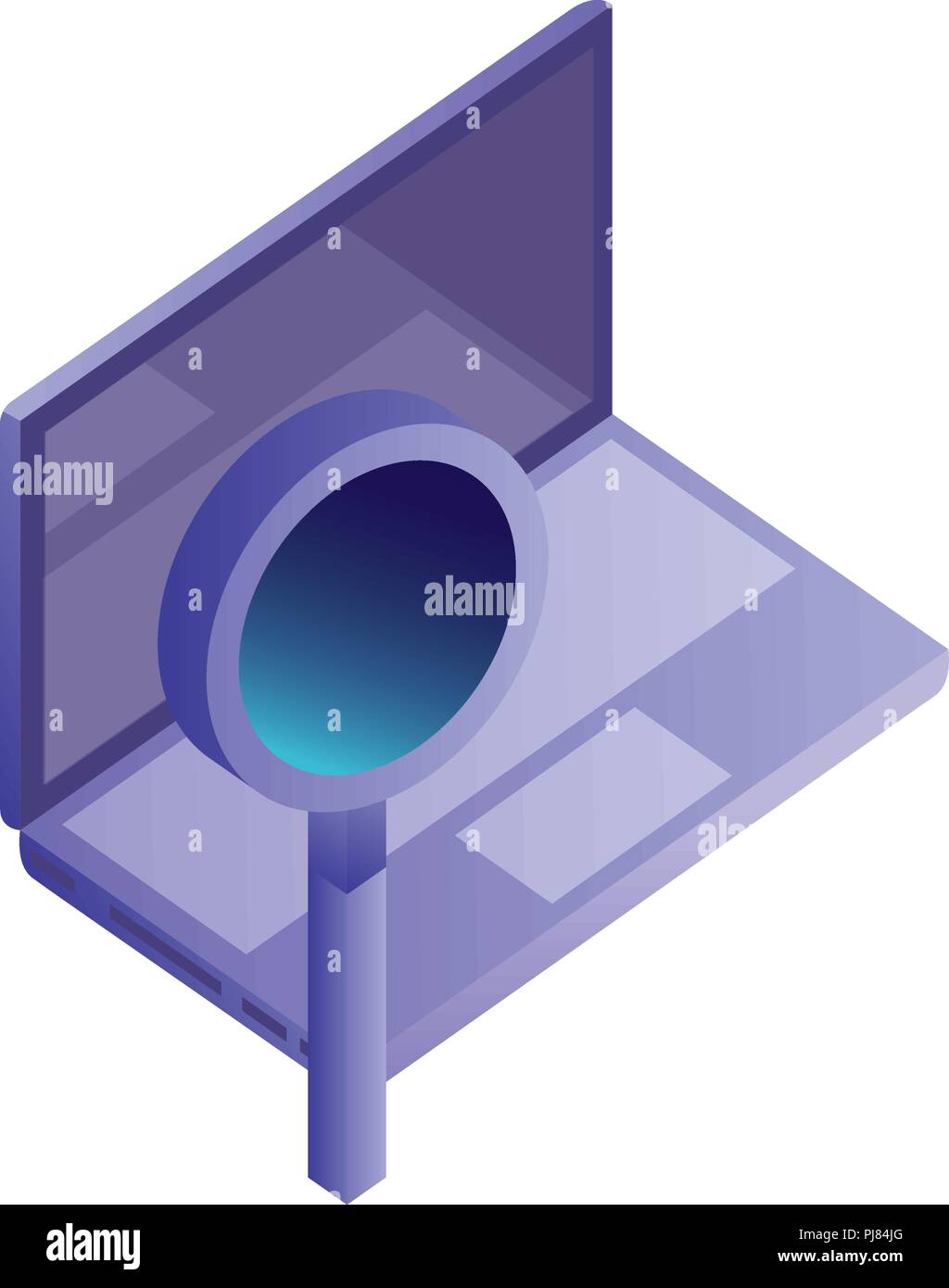 laptop computer and magnifying glass network vector illustration Stock ...