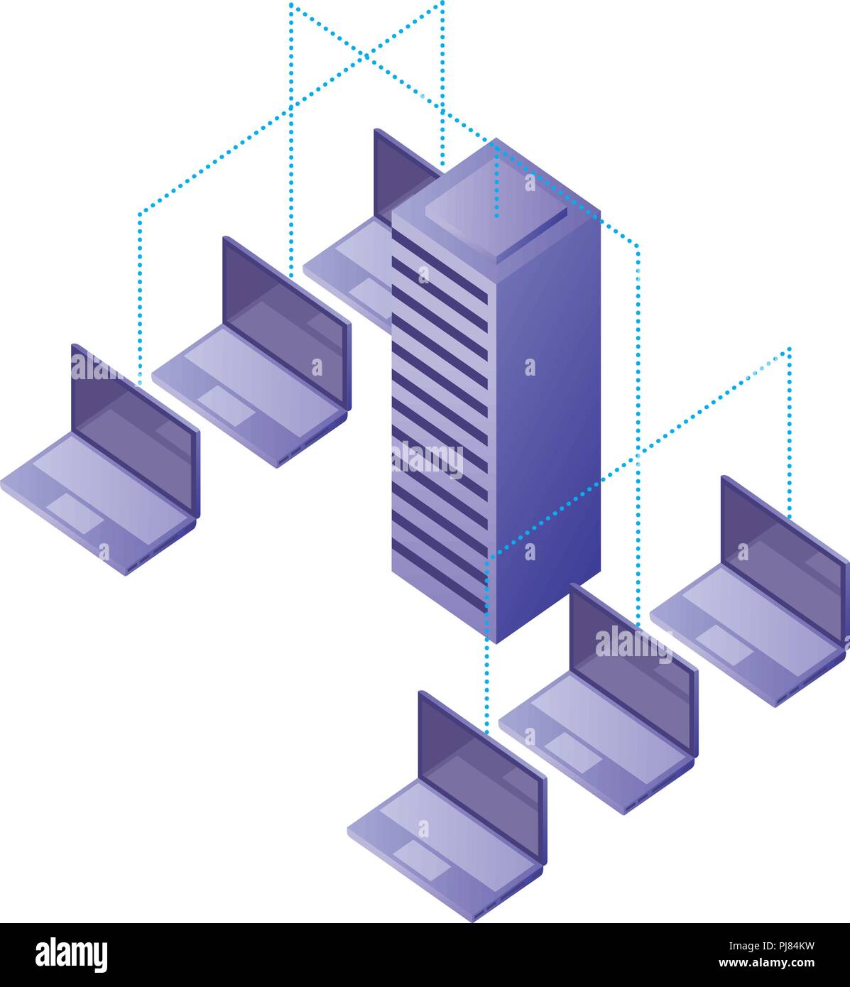 Database Server Connection Transfer Data Laptops Network Vector