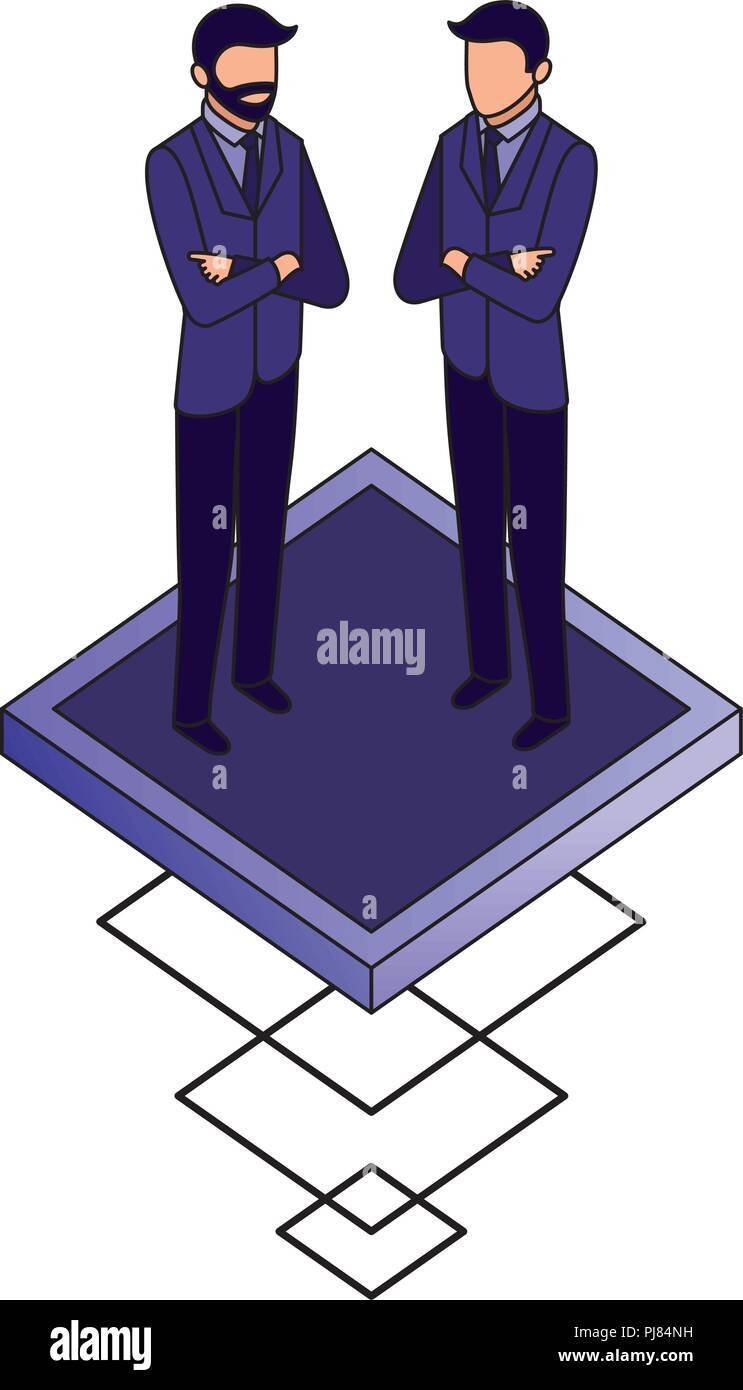 two businessman standing characters isometric vector illustration Stock ...