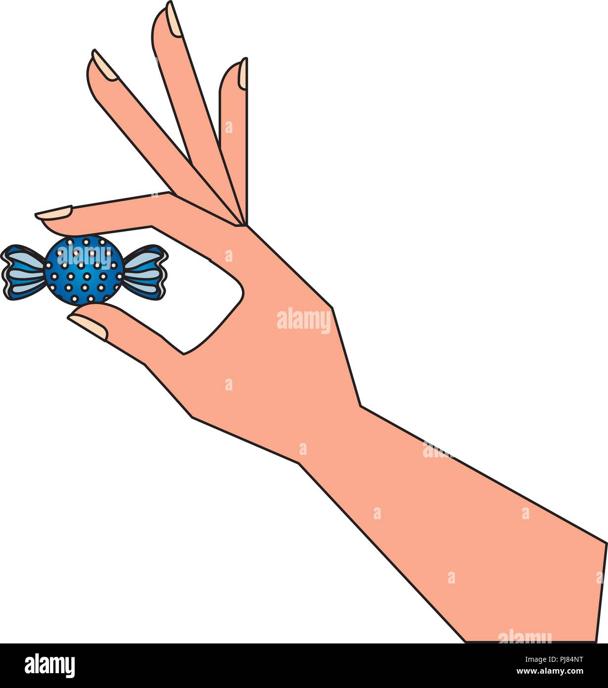 hand holding wrapped sweet candy vector illustration Stock Vector Image ...