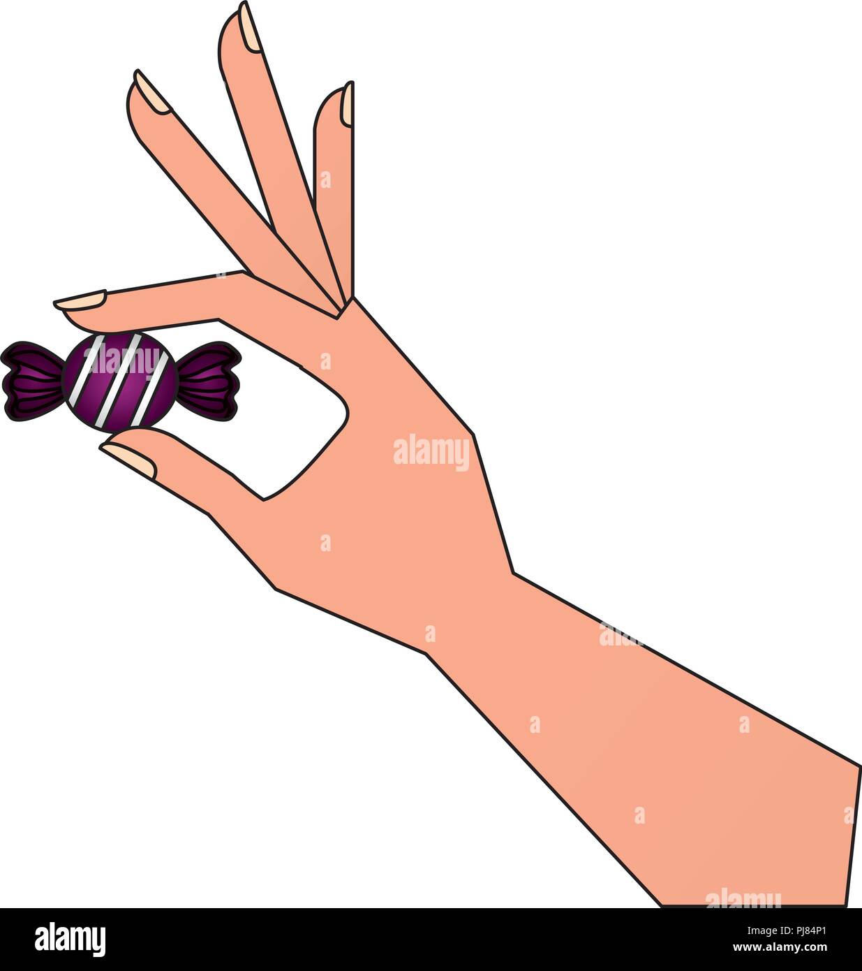 hand holding wrapped sweet candy vector illustration Stock Vector Image ...