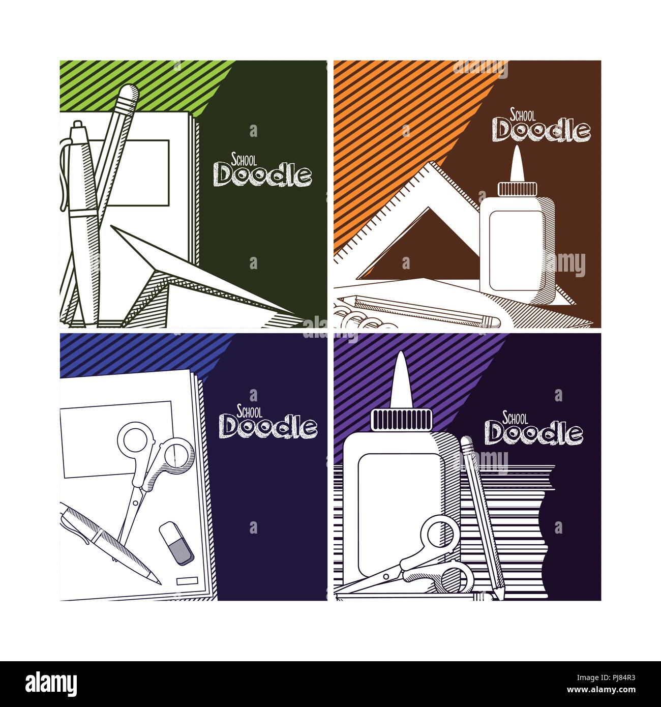Set of school doodle cards Stock Vector Image & Art - Alamy