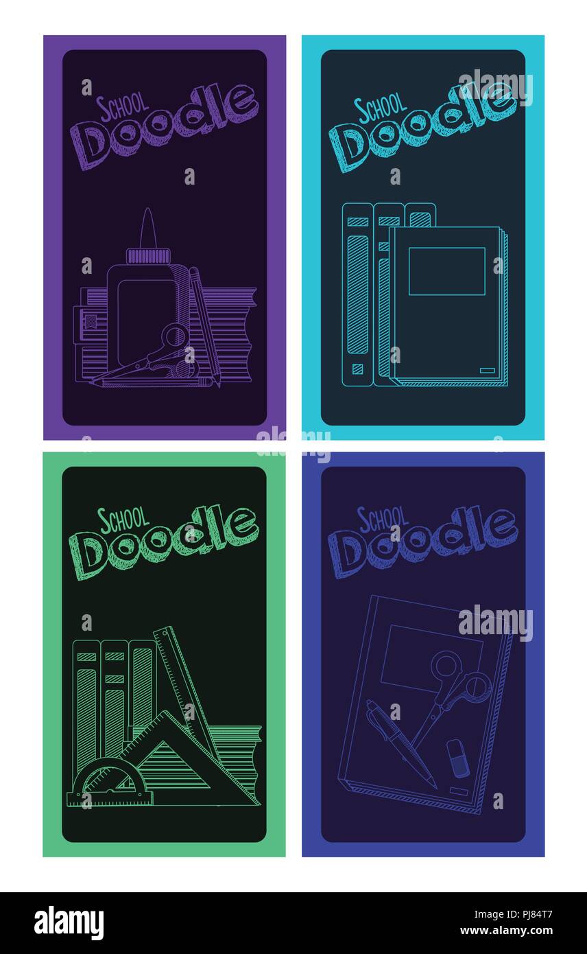 Set of school doodle cards Stock Vector Image & Art - Alamy