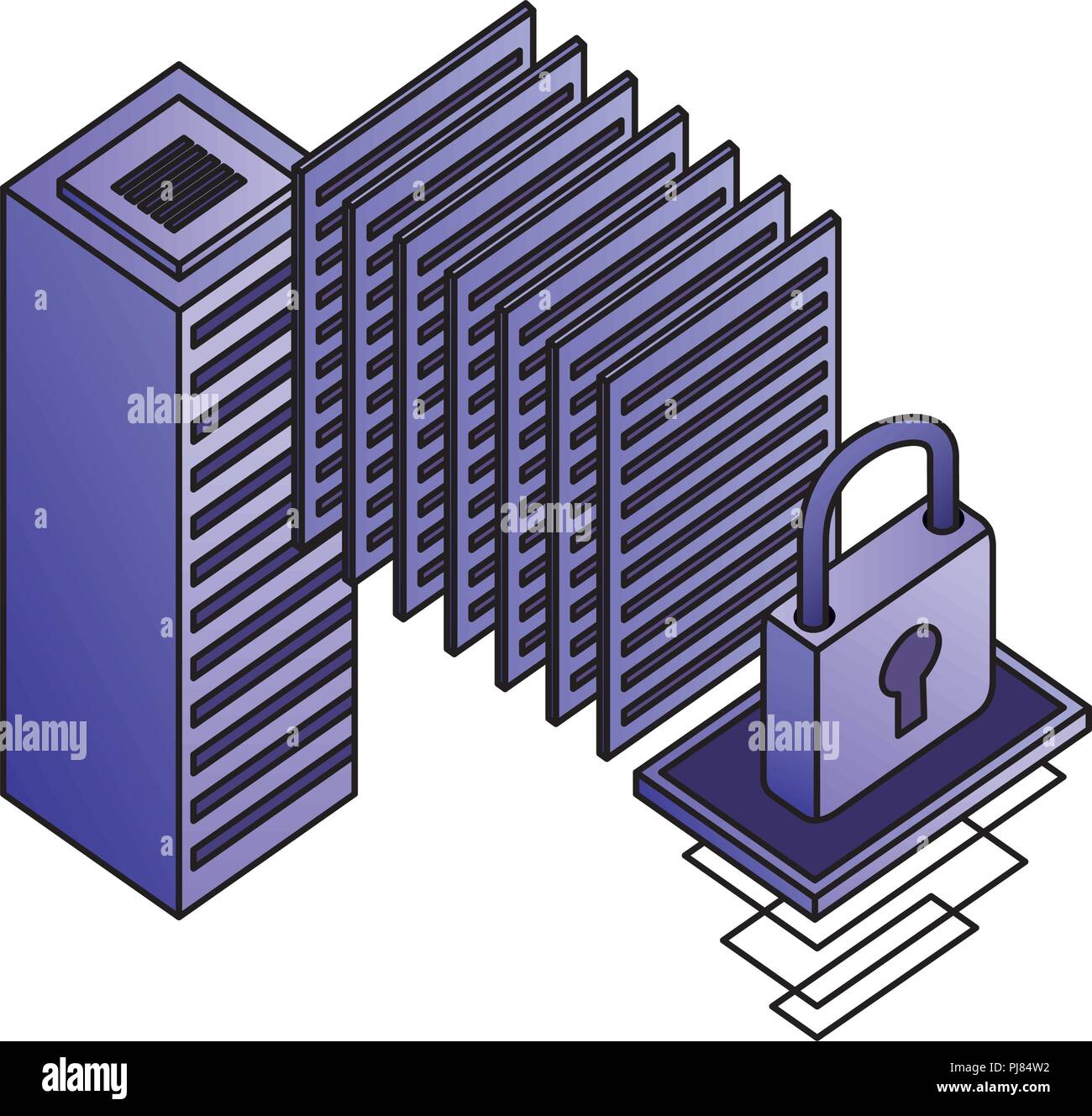 Database Server Center Security Data Network Vector Illustration Stock